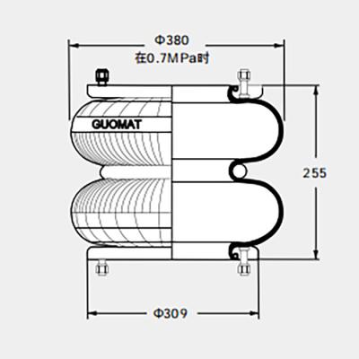 China Industrial Suspension Air Springs 2H350255 Rubber Air Spring Shocks Double Convoluted 14pcs M10 Bolts for sale