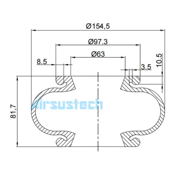 Einzelner gewundener Firestone W013580131 Luft-Frühlings-Tasche Contitech Rumpfstation 70-7 VP Rubber Bellows Style