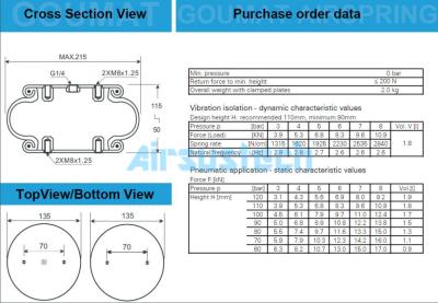 Cina 65MM Total Stroke Rubber Bellows Dunlop 8'x1 in vendita