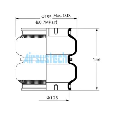 China 2K142156 AIRSUSTECH Industrial Double Convoluted Air Spring Full Stroke 80 MM for sale