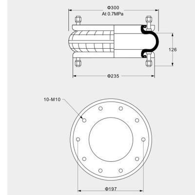 중국 0.7Mpa 빈도 2.46Hz 진동을 가진 정면과 후방 산업 공기 스프링 280126H-1 판매용