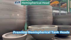 Hemispherical heads in various sizes are used for pressure vessels.