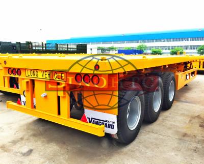 China 40 Ton Payload Three Axle Flatbed Semi Trailer 40ft Long 12R22.5 Tubeless Tire for sale