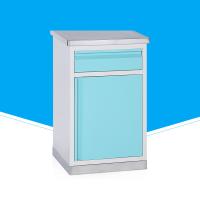 China Blue Adjustable Hospital Bedside Table on Wheels 750x470x410mm Stainless Steel for sale