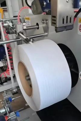 China PLC touch screen operation automatic strapping machine, PP packing tape servo winding machine, line speed: 200-350m/min for sale