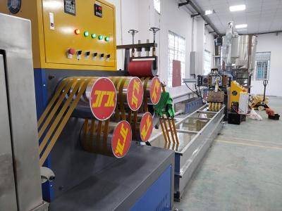 China Verstelbare snelheid PP-gordel-extrusielijn, PP-verpakkingsgordelproductielijn, PLC-touchscreenbesturing, uitgang 150KG-600KG/H Te koop