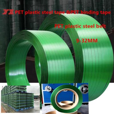 Cina Fornire nastro di cinta di plastica PET nastro di plastica di acciaio nastro di imballaggio PET di larghezza 9-32 mm in vendita