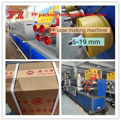 중국 5-19mm 밝은 색상 PP 스트랩 추출 라인 GUOMAO 감소기와 PLC 제어 시스템 판매용