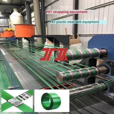 China PLC controlled PET plastic steel belt production line PET extrusion equipment PET strapping equipment with green PET belt for sale