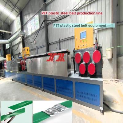 China Línea de producción de flejes de plástico PET para maquinaria de embalaje de 9-25 mm, equipo de flejado PET con material triturado 100% PET y escamas de botellas en venta
