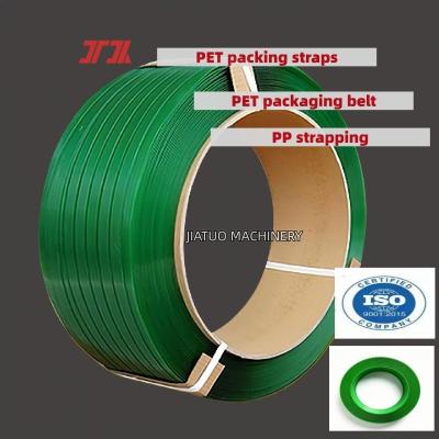 China High-speed 19mm Green PET packaging straps PET packaging belt for Pneumatic strapping tool for sale