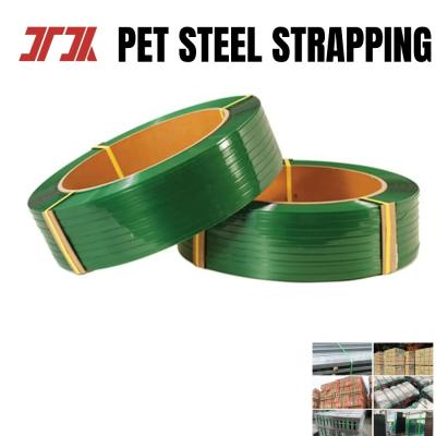 China 9-32mm Smooth Embossed Surface Pet Plastic Packaging Belt For Heavy Cargo Packing for sale