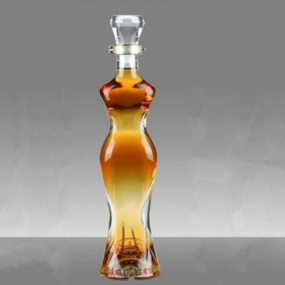 Cina Bottiglie di vino in vetro Lady uniche con materiale in vetro Super Flint per bevande industriali in vendita