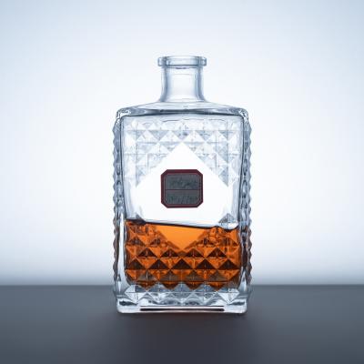 中国 オーダーメイド ウイスキーガラスボトル容量 500ml/1000ml/375ml スクリーンプリント 方形 販売のため