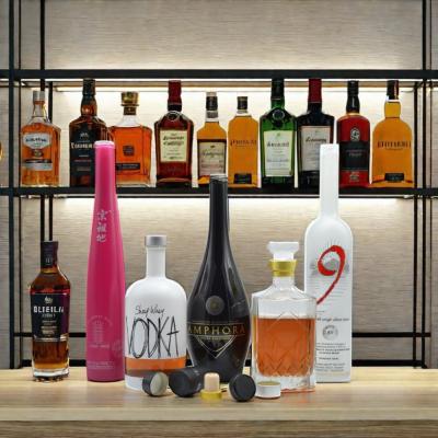 Cina 375ml 500ml 700ml 750ml Spumante per stampa a freddo personalizzato Brandy Whisky Liquor Vodka Bottiglia con tappo in vendita