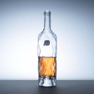 Cina Super Flint Glass Custom Logo Vuoto 750ml 200ml 375ml Liquor Rum Brandy Bottiglia di Whisky in vendita