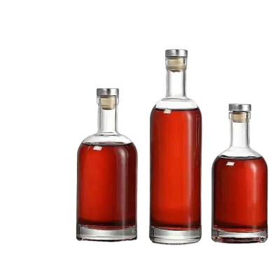 OEM Logo Decal Stocked 1000ml 750ml 500ml Liquor Bottles Vodka Glass Bottle with Cork Top Lid