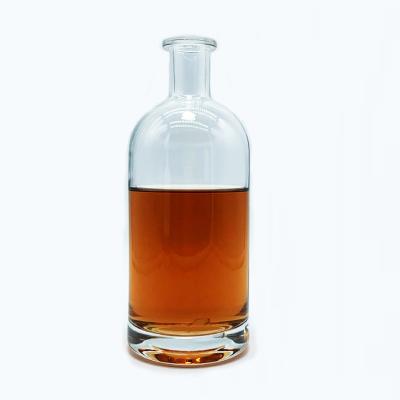 中国 XO/ブランデー スーパーフリントガラス素材とクラウンキャップのための700ml ユニークな形状のガラスボトル 販売のため