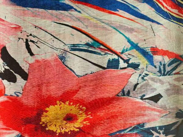 Quality Rayon Slubbed & Nylon Single Yarn Cross Grain Fabric Print For Clothes for sale