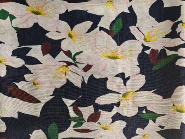 Quality Rayon Slubbed & Nylon Single Yarn Cross Grain Fabric Print For Clothes for sale