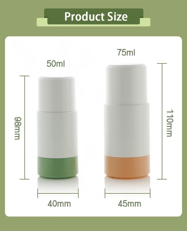 RPPE(S)-50ml 75ml Gradient coating spraying peach pink white refillable deodorant gel roller bottle with big steel metal massage ball packaging