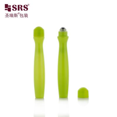 China SRS8447-15ML Avocado Green Perfume Roll On Bottle With Curved Waist Shaped for sale