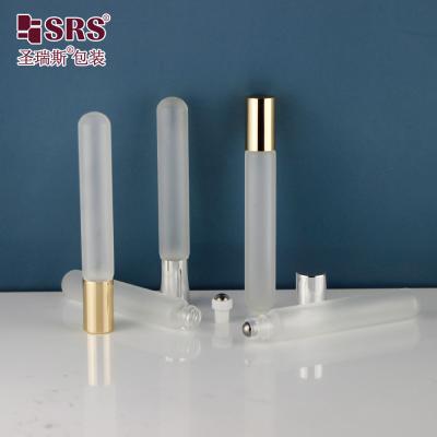China BLP(S-A)-10ML Frosted Clear Round Bottom Tube Glass Roller Bottle For Perfume Oil for sale