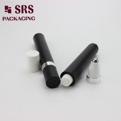 China SRS 15ml Eye Cream matt black Airless Roller Bottle Pressed Roll On Bottle for sale