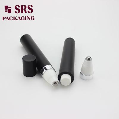 China SRS 15ml Eye Cream matt black Airless Roller Bottle Pressed Roll On Bottle for sale