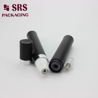 China SRS 15ml Eye Cream matt black Airless Roller Bottle Pressed Roll On Bottle for sale