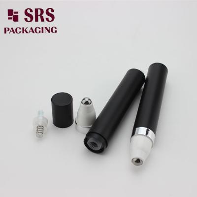 China SRS 15ml Eye Cream matt black Airless Roller Bottle Pressed Roll On Bottle for sale