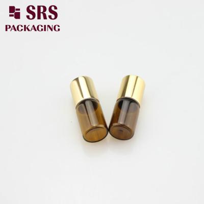 China SRS empty 2ml amber mini glass perfume roll on bottle with aluminum cap for sale
