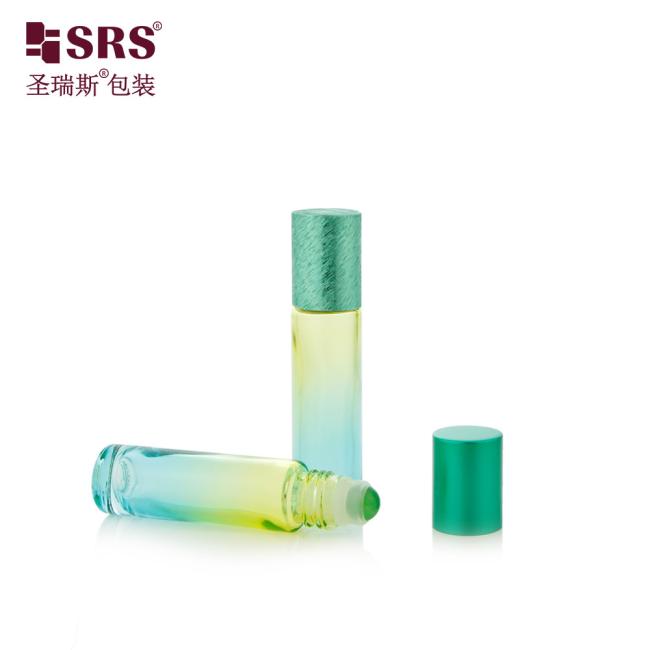 BLPM-10ml Hot Red Gradient Magenta Glass Vial Roll On Container With Metal Cap Steel Ball For Essential Oil