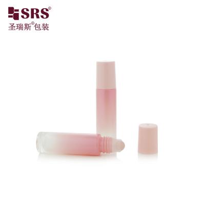 China BLPM-10ml Pink Empty Roller Ball Vial Container In Cylindrical Round Shape For Perfume Oil Cosmetic bottle with rose quartz Roller Ball for sale