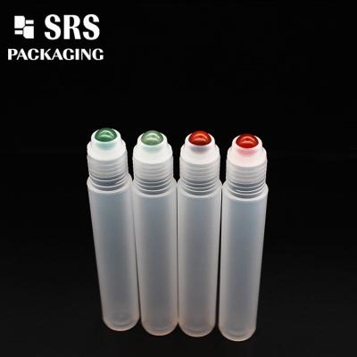 China SRS empty cosmetic 15ml plastic roll on bottle with colored ball à venda