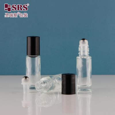 China Customized Printing 4ml Perfume Roller Bottles Round Shape Transparent Glass Roll on Bottle for sale
