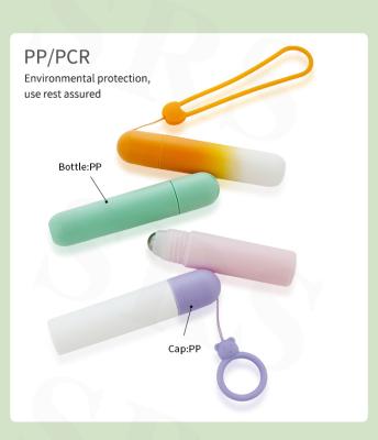China RPPG 25ml Cute Empty Green Colored Roller Bottle PP PCR Plastic Container With Plastic Roller Ball For Hair Serum for sale