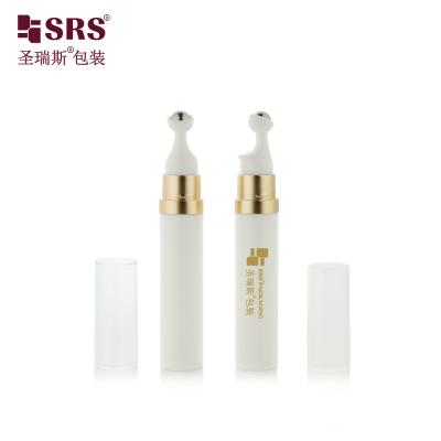 China 10ml Premium White Gold Color Eye Serum Massage Roller Bottle with Metal Ball for sale
