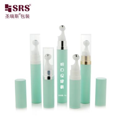 China Cosmetic Eye Cream Container with Mint Green Body Roller Ball 7.5ML 10ML 15ML for sale