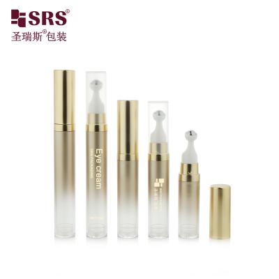 China 7.5ml 10ml 15ml Gradient Gold Eye Cream Roller Bottle with Metal Applicator for sale