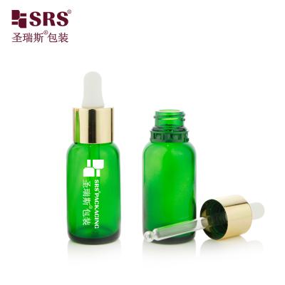 China BOS005-30ml UV-Protected Green Glass Dropper Bottles With Gold Tamper Cap For Premium Skincare Serums 20-400 Thread for sale