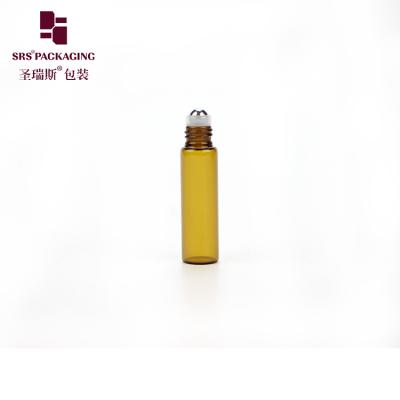 China Empty 5ml Tubular Glass Roller Bottle Stainless Steel Ball Plastic Cap Mini Cosmetic Oil Vial for sale