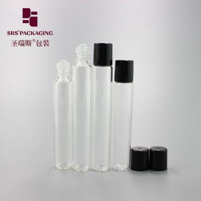 China Stock products clear 8ml 10ml empty glass perfume roll on bottle with gold aluminium cap for sale