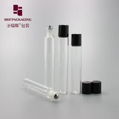 China Stock products clear 8ml 10ml empty glass perfume roll on bottle with gold aluminium cap for sale