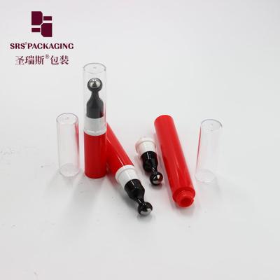 China 5ml 10ml 12ml 15ml Hot Red Roll On with Roller Ball Metal Massage Roller Bottle Container for Eye Cream Eye care Packagi for sale