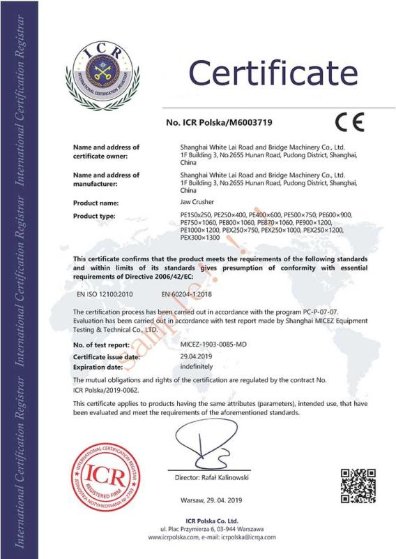 CE Certificate - Shanghai White Lai Road Bridge Machinery Co., Ltd.