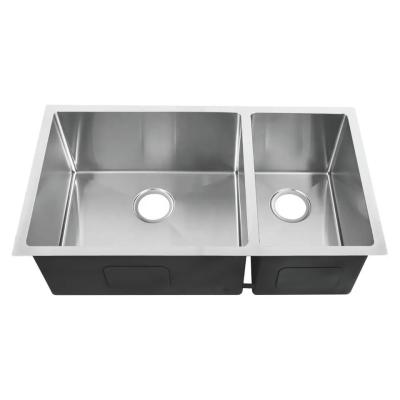 China Factory Price SUS304 Undermount 32 Inches Double Bowl Stainless Steel Kitchen Sink for sale