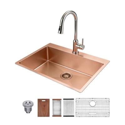 China New Modern Pvd Rose Gold Kitchen Sinks With Drainer Faucet Topmount Bset Black Stainless Steel Sink For Home Apartment Hotel Use for sale