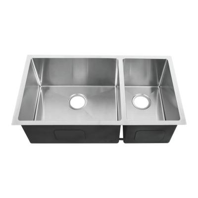 China Double Bowl Undermount Stainless Steel Kitchen Sink Radius R10 Coved Corners for sale