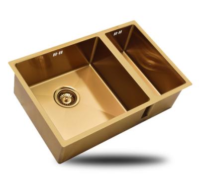 China Nano PVD Gold Undermount Stainless Steel Kitchen Sink Without Faucet for sale